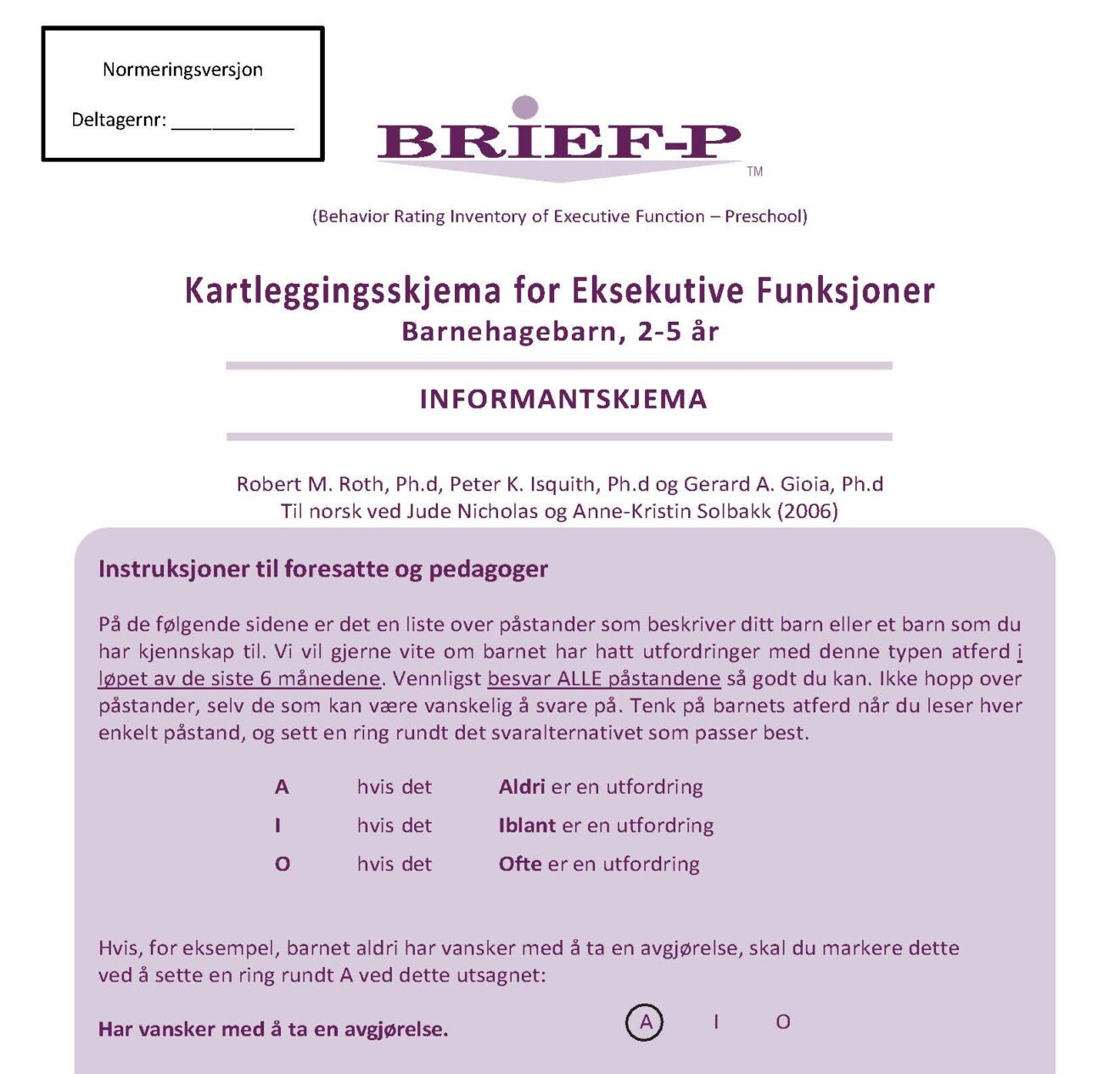BRIEF®2 Behavior Rating Inventory of Executive Function®, Second ...
